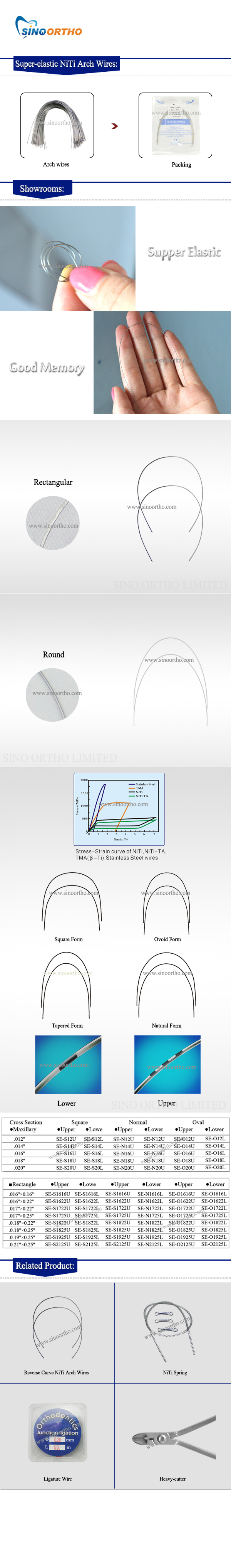 niti arch wires - Buy Product on SINO ORTHO LIMITED